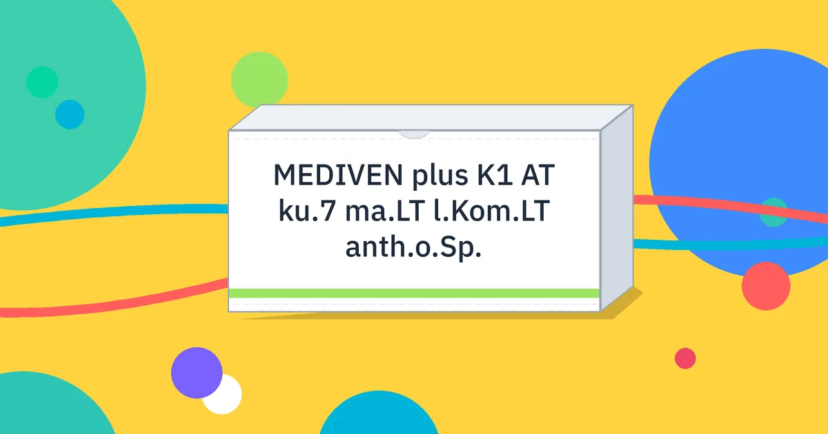 Symbolbild: Packung mit der Aufschrift MEDIVEN plus K1 AT ku.7 ma.LT l.Kom.LT anth.o.Sp. (PZN 15071483) – Verfügbarkeit und Bezug in Apotheken in Frankfurt am Main