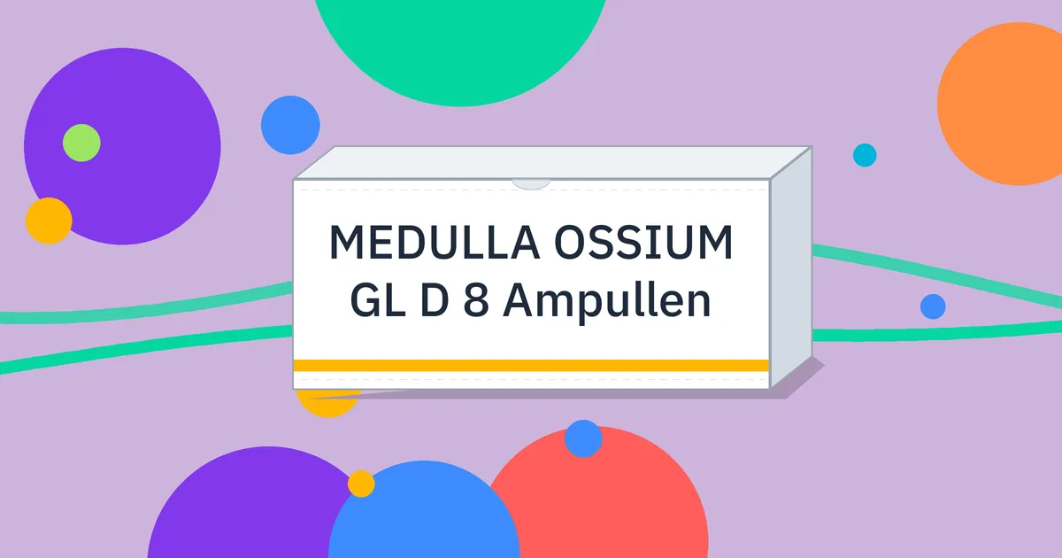 Symbolbild: Packung mit der Aufschrift MEDULLA OSSIUM GL D 8 Ampullen (PZN 03356157) – Verfügbarkeit und Bezug in Apotheken in Frankfurt am Main