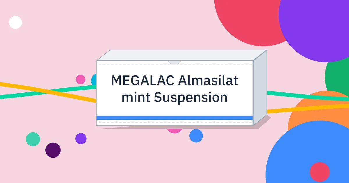 Symbolbild: Packung mit der Aufschrift MEGALAC Almasilat mint Suspension (PZN 04745808) – Verfügbarkeit und Bezug in Apotheken in Frankfurt am Main