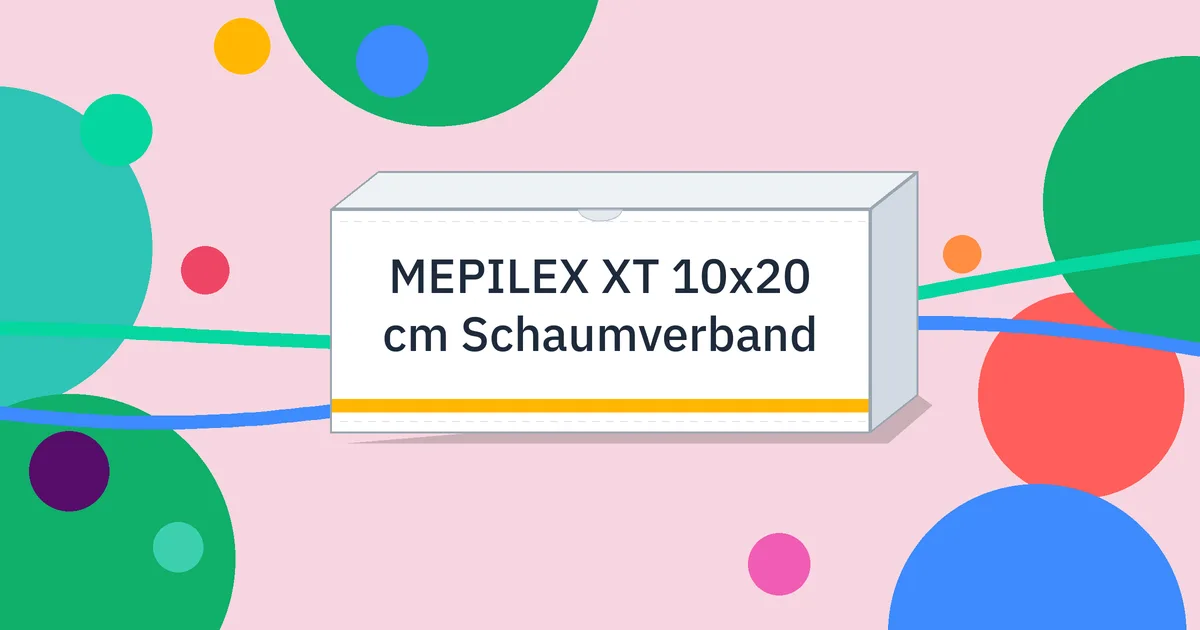 Symbolbild: Packung mit der Aufschrift MEPILEX XT 10x20 cm Schaumverband (PZN 19223493) – Verfügbarkeit und Bezug in Apotheken in Frankfurt am Main