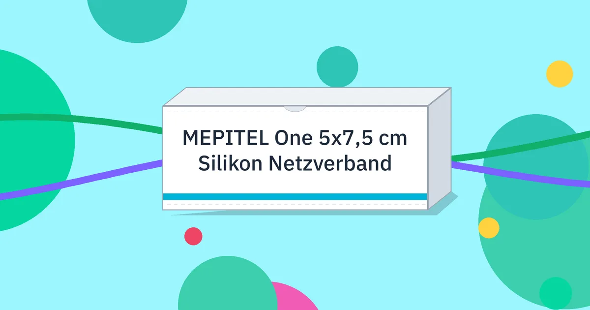 Symbolbild: Packung mit der Aufschrift MEPITEL One 5x7,5 cm Silikon Netzverband (PZN 13886034) – Verfügbarkeit und Bezug in Apotheken in Frankfurt am Main