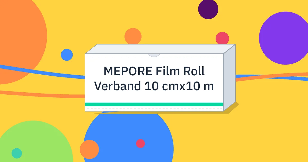 Symbolbild: Packung mit der Aufschrift MEPORE Film Roll Verband 10 cmx10 m (PZN 08811873) – Verfügbarkeit und Bezug in Apotheken in Frankfurt am Main