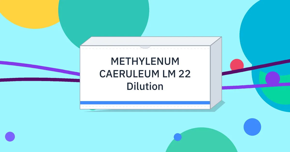 Symbolbild: Packung mit der Aufschrift METHYLENUM CAERULEUM LM 22 Dilution (PZN 13607152) – Verfügbarkeit und Bezug in Apotheken in Frankfurt am Main