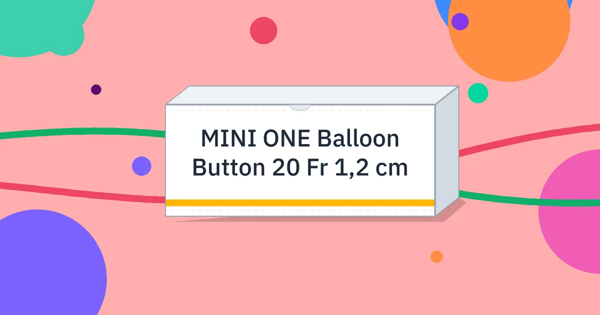 Symbolbild: Packung mit der Aufschrift MINI ONE Balloon Button 20 Fr 1,2 cm (PZN 14342342) – Verfügbarkeit und Bezug in Apotheken in Frankfurt am Main