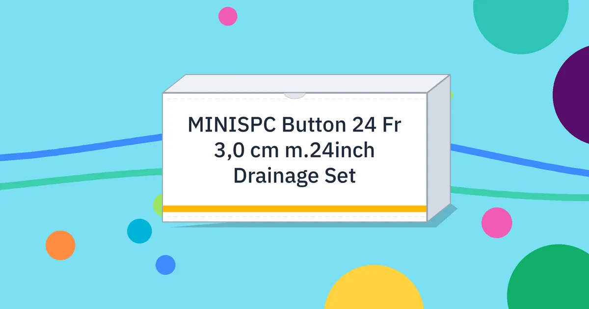 Symbolbild: Packung mit der Aufschrift MINISPC Button 24 Fr 3,0 cm m.24inch Drainage Set (PZN 20822537) – Verfügbarkeit und Bezug in Apotheken in Frankfurt am Main