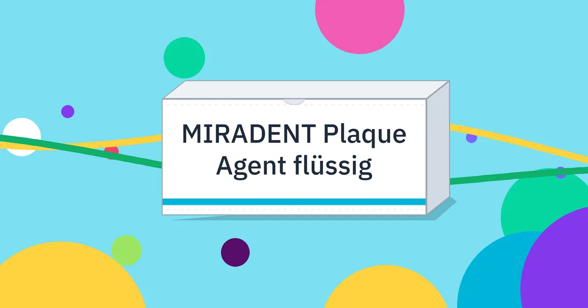 Symbolbild: Packung mit der Aufschrift MIRADENT Plaque Agent flüssig (PZN 18762957) – Verfügbarkeit und Bezug in Apotheken in Frankfurt am Main