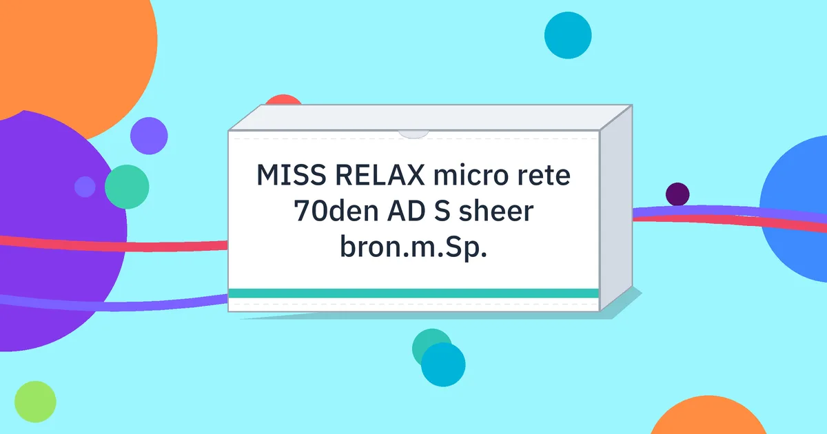Symbolbild: Packung mit der Aufschrift MISS RELAX micro rete 70den AD S sheer bron.m.Sp. (PZN 16183439) – Verfügbarkeit und Bezug in Apotheken in Frankfurt am Main