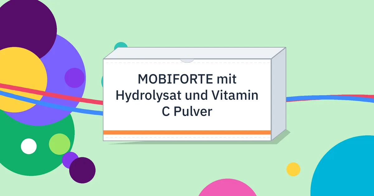 Symbolbild: Packung mit der Aufschrift MOBIFORTE mit Hydrolysat und Vitamin C Pulver (PZN 19240020) – Verfügbarkeit und Bezug in Apotheken in Frankfurt am Main