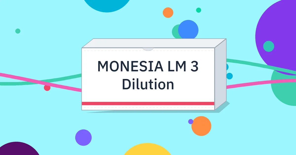 Symbolbild: Packung mit der Aufschrift MONESIA LM 3 Dilution (PZN 13610645) – Verfügbarkeit und Bezug in Apotheken in Frankfurt am Main
