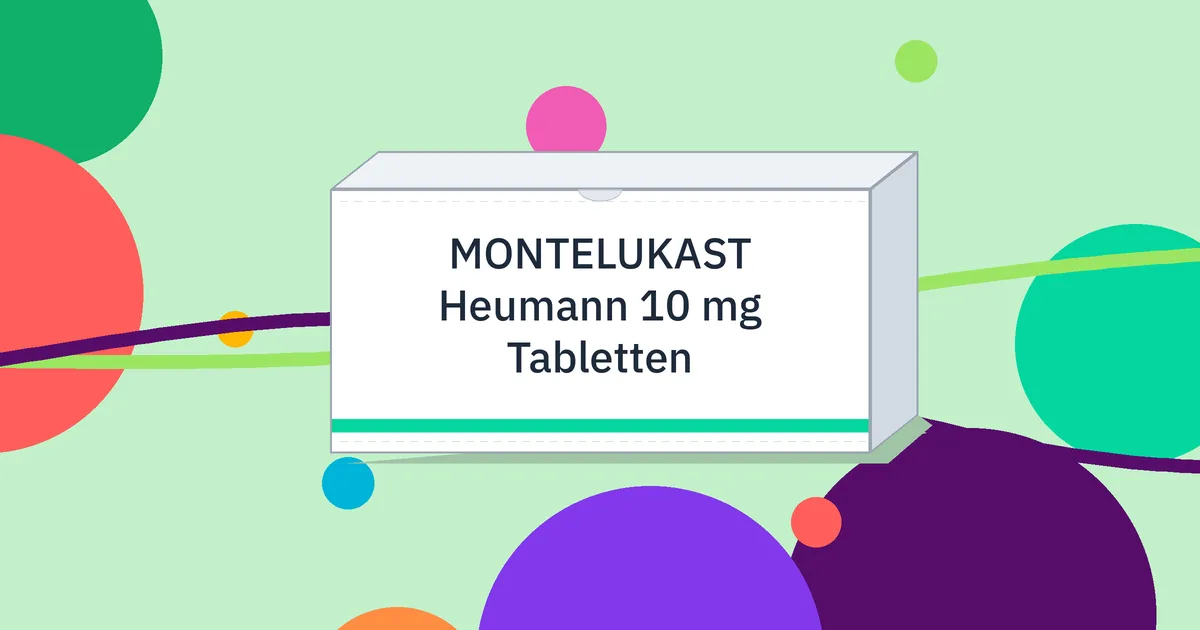 Symbolbild: Packung mit der Aufschrift MONTELUKAST Heumann 10 mg Tabletten (PZN 09673551) – Verfügbarkeit und Bezug in Apotheken in Frankfurt am Main