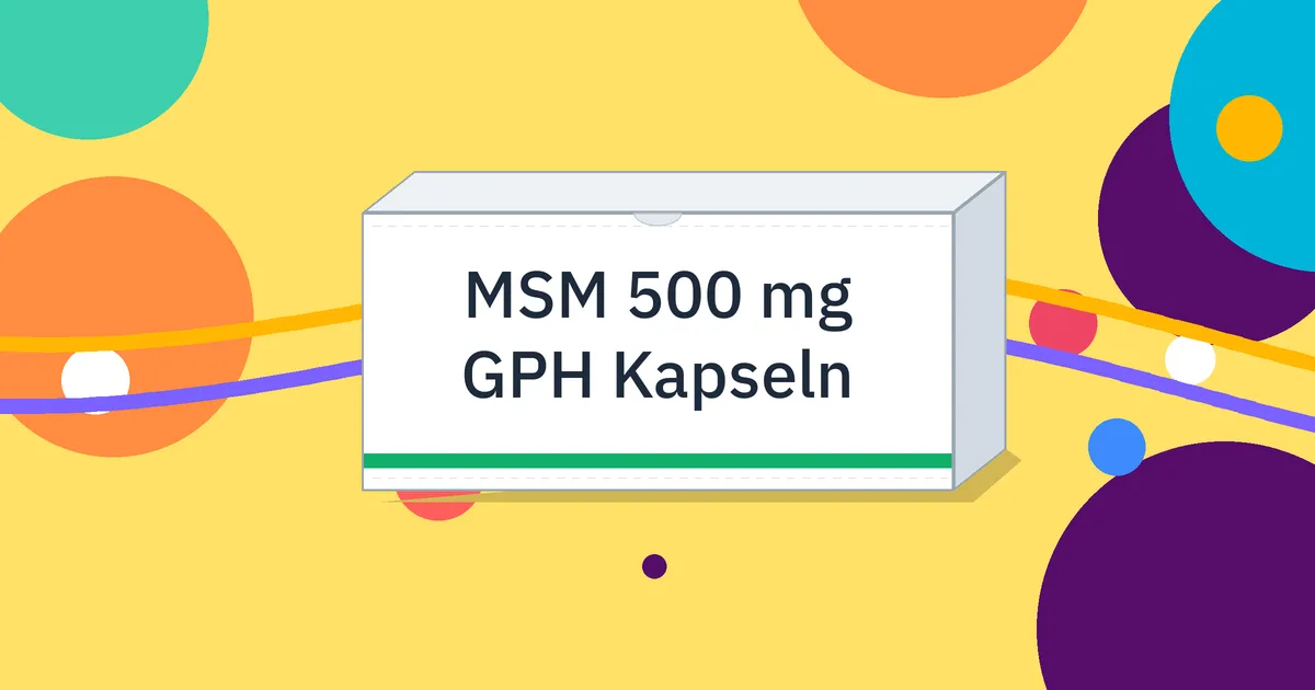 Symbolbild: Packung mit der Aufschrift MSM 500 mg GPH Kapseln (PZN 04411668) – Verfügbarkeit und Bezug in Apotheken in Frankfurt am Main
