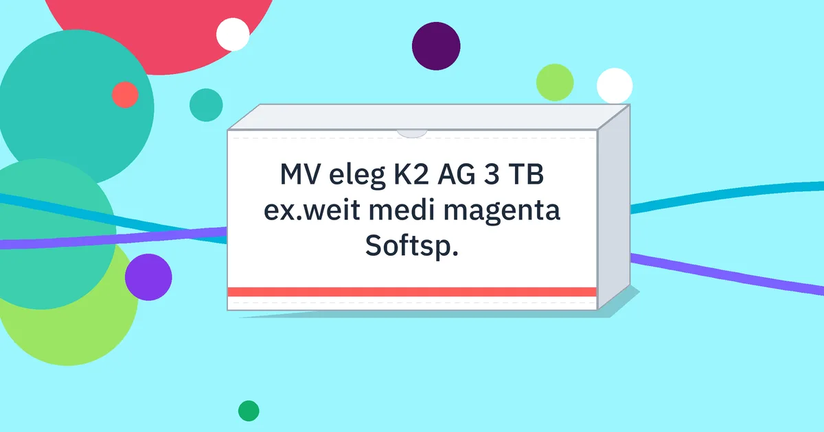 Symbolbild: Packung mit der Aufschrift MV eleg K2 AG 3 TB ex.weit medi magenta Softsp. (PZN 15283570) – Verfügbarkeit und Bezug in Apotheken in Frankfurt am Main