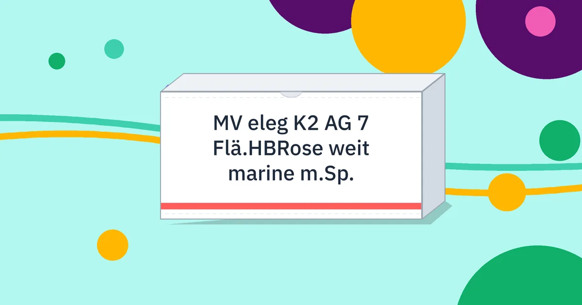 Symbolbild: Packung mit der Aufschrift MV eleg K2 AG 7 Flä.HBRose weit marine m.Sp. (PZN 15720987) – Verfügbarkeit und Bezug in Apotheken in Frankfurt am Main