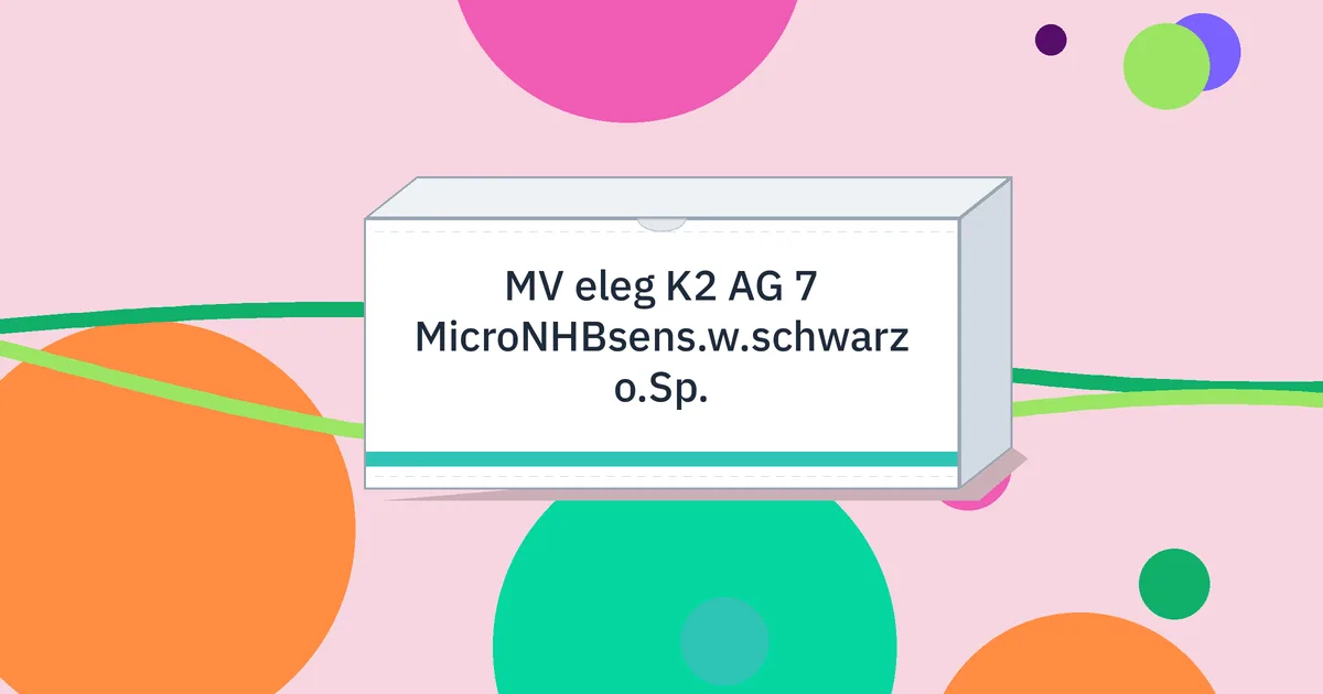 Symbolbild: Packung mit der Aufschrift MV eleg K2 AG 7 MicroNHBsens.w.schwarz o.Sp. (PZN 16068750) – Verfügbarkeit und Bezug in Apotheken in Frankfurt am Main