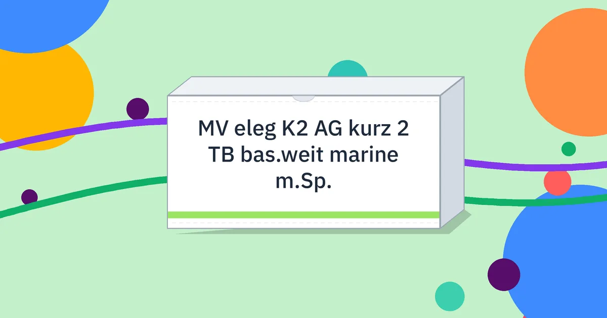Symbolbild: Packung mit der Aufschrift MV eleg K2 AG kurz 2 TB bas.weit marine m.Sp. (PZN 14608461) – Verfügbarkeit und Bezug in Apotheken in Frankfurt am Main
