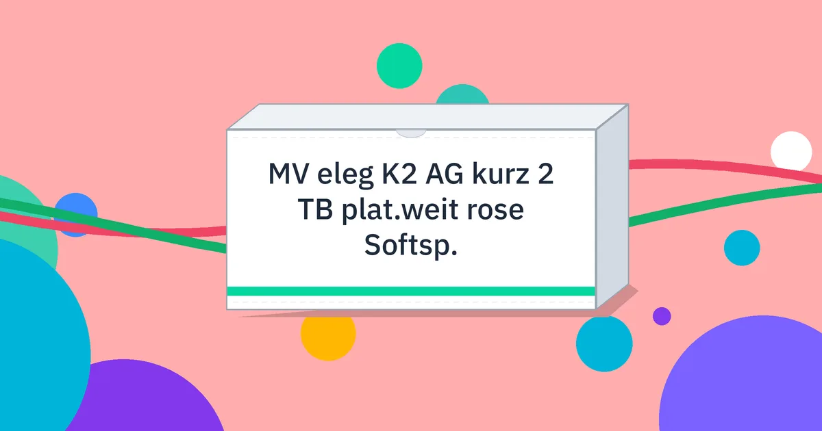 Symbolbild: Packung mit der Aufschrift MV eleg K2 AG kurz 2 TB plat.weit rose Softsp. (PZN 14696761) – Verfügbarkeit und Bezug in Apotheken in Frankfurt am Main