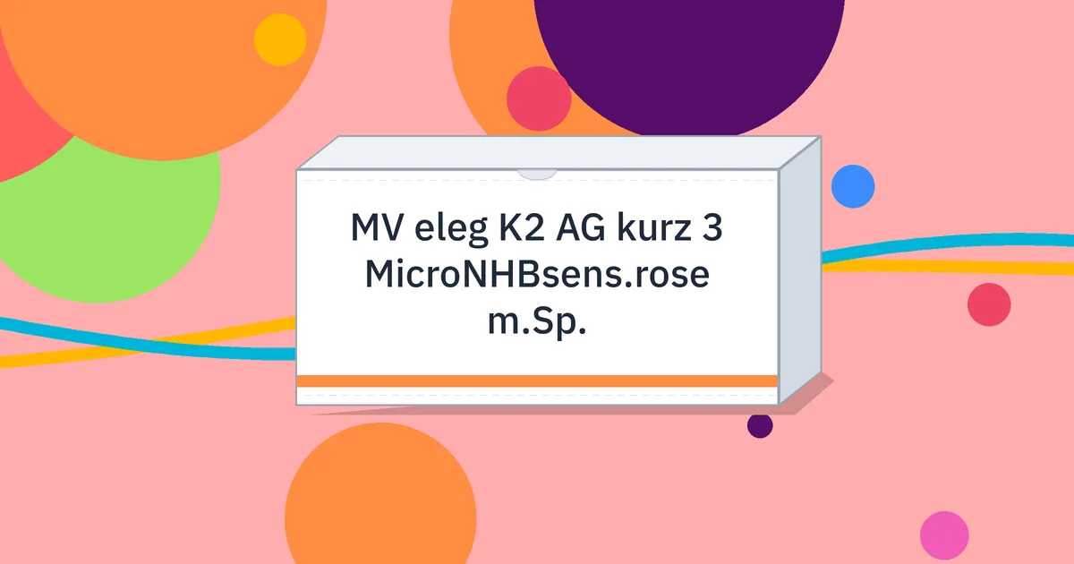 Symbolbild: Packung mit der Aufschrift MV eleg K2 AG kurz 3 MicroNHBsens.rose m.Sp. (PZN 15709603) – Verfügbarkeit und Bezug in Apotheken in Frankfurt am Main