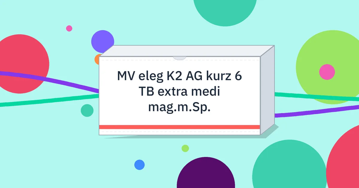 Symbolbild: Packung mit der Aufschrift MV eleg K2 AG kurz 6 TB extra medi mag.m.Sp. (PZN 14635920) – Verfügbarkeit und Bezug in Apotheken in Frankfurt am Main