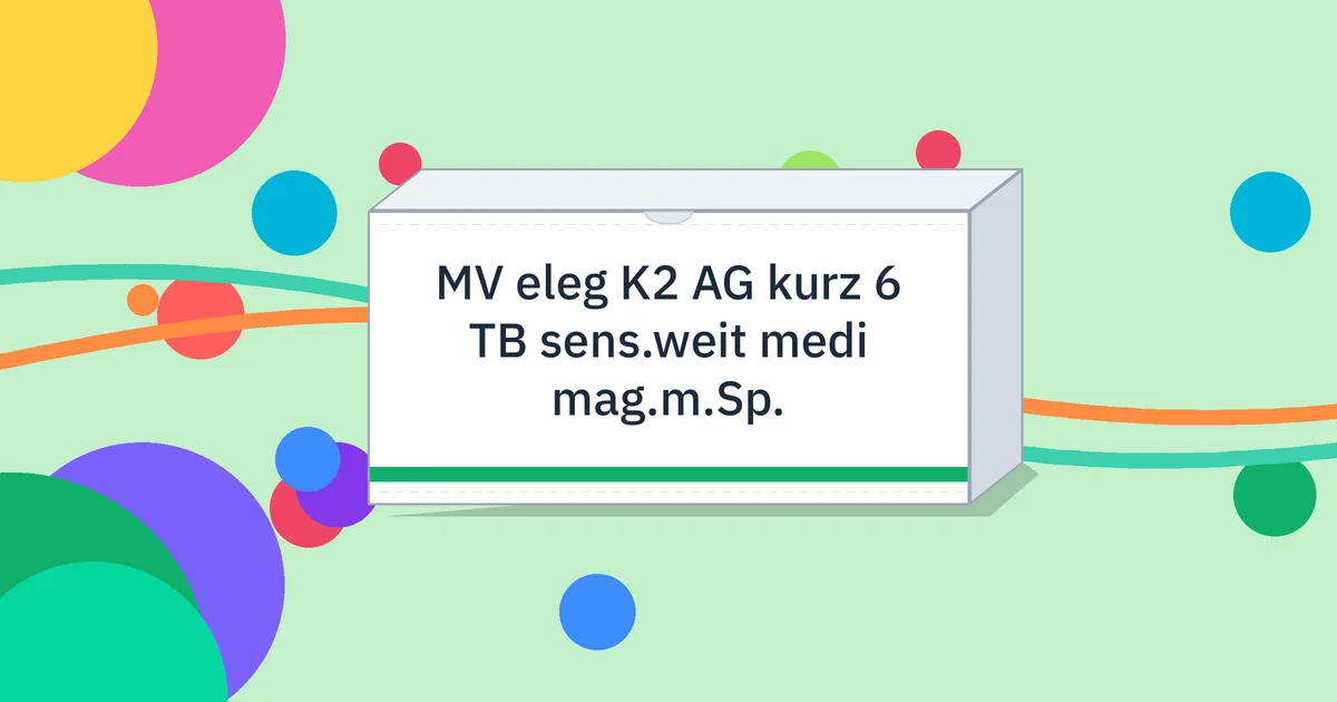 Symbolbild: Packung mit der Aufschrift MV eleg K2 AG kurz 6 TB sens.weit medi mag.m.Sp. (PZN 14636931) – Verfügbarkeit und Bezug in Apotheken in Frankfurt am Main