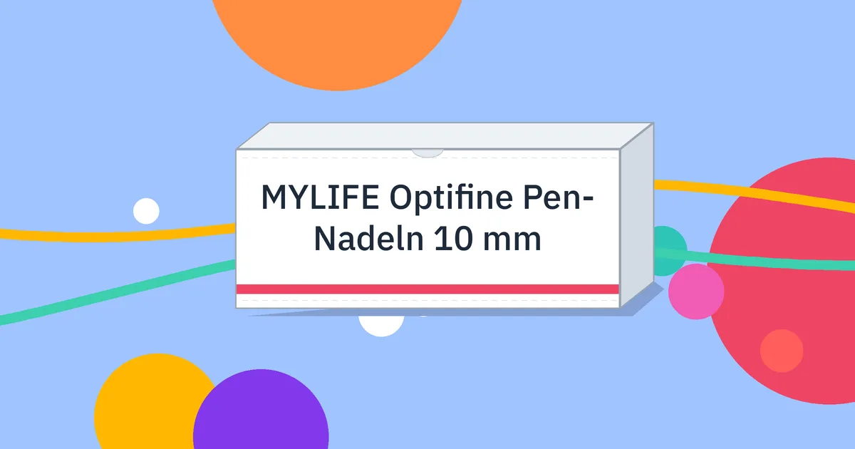 Symbolbild: Packung mit der Aufschrift MYLIFE Optifine Pen-Nadeln 10 mm (PZN 19645679) – Verfügbarkeit und Bezug in Apotheken in Frankfurt am Main