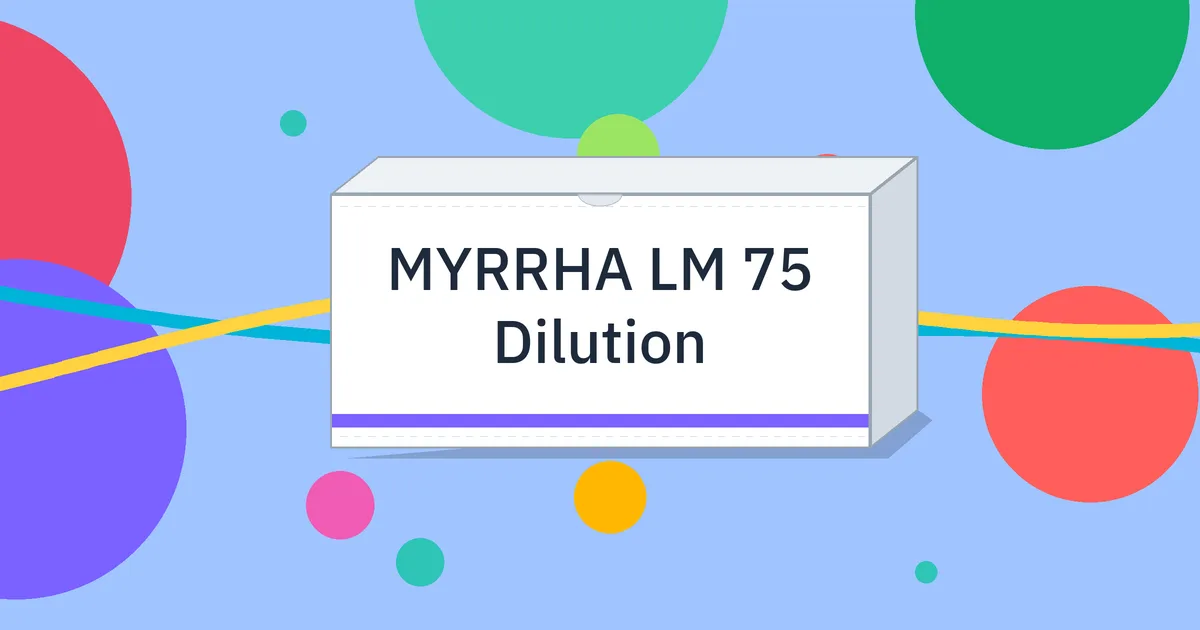 Symbolbild: Packung mit der Aufschrift MYRRHA LM 75 Dilution (PZN 12957849) – Verfügbarkeit und Bezug in Apotheken in Frankfurt am Main