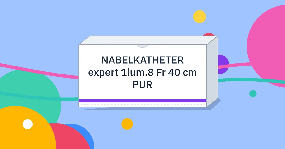 Symbolbild: Packung mit der Aufschrift NABELKATHETER expert 1lum.8 Fr 40 cm PUR (PZN 13711990) – Verfügbarkeit und Bezug in Apotheken in Frankfurt am Main