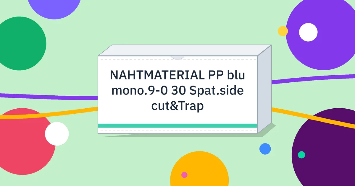 Symbolbild: Packung mit der Aufschrift NAHTMATERIAL PP blu mono.9-0 30 Spat.side cut&Trap (PZN 20315852) – Verfügbarkeit und Bezug in Apotheken in Frankfurt am Main