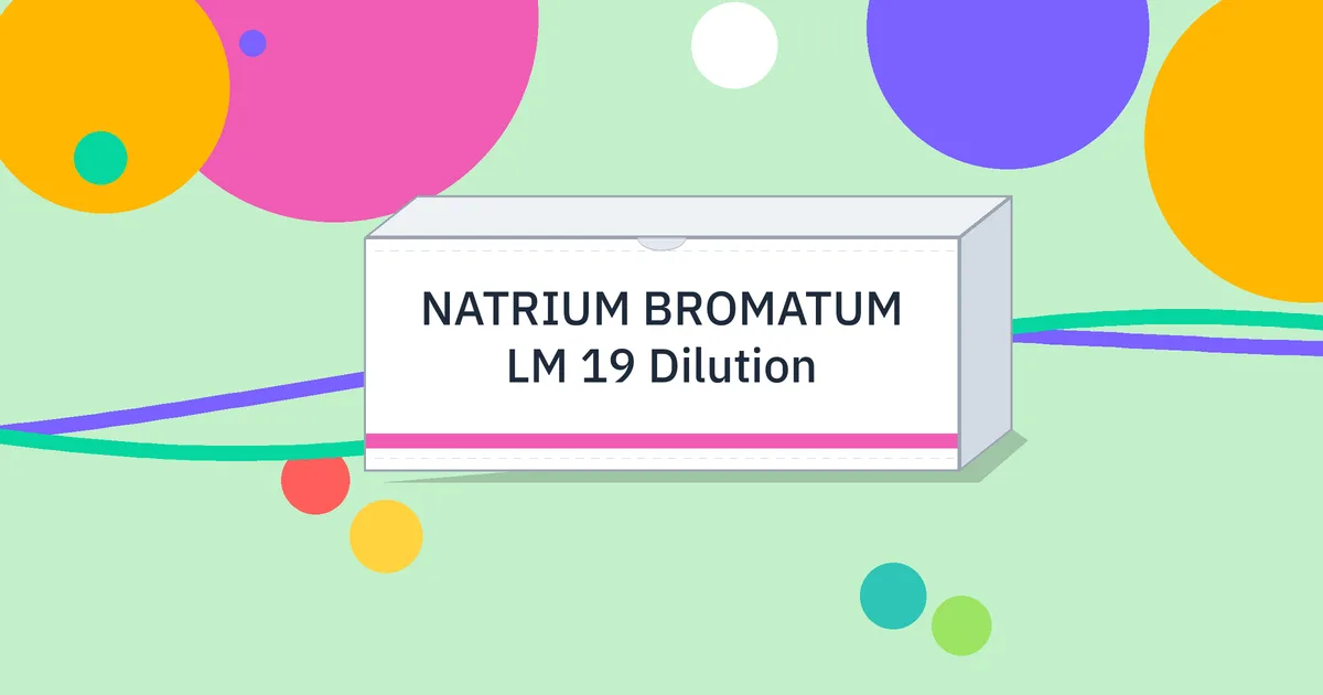 Symbolbild: Packung mit der Aufschrift NATRIUM BROMATUM LM 19 Dilution (PZN 12961302) – Verfügbarkeit und Bezug in Apotheken in Frankfurt am Main