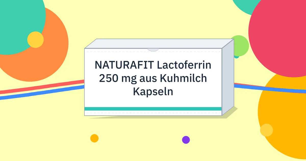 Symbolbild: Packung mit der Aufschrift NATURAFIT Lactoferrin 250 mg aus Kuhmilch Kapseln (PZN 16864240) – Verfügbarkeit und Bezug in Apotheken in Frankfurt am Main