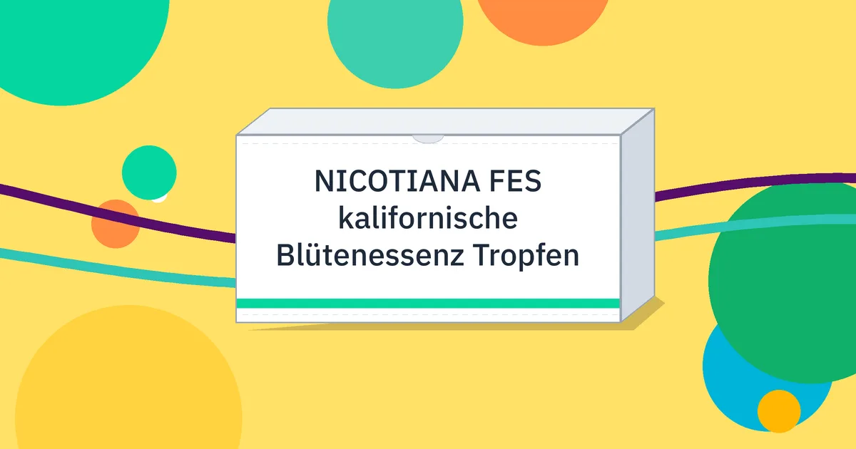 Symbolbild: Packung mit der Aufschrift NICOTIANA FES kalifornische Blütenessenz Tropfen (PZN 09173676) – Verfügbarkeit und Bezug in Apotheken in Frankfurt am Main