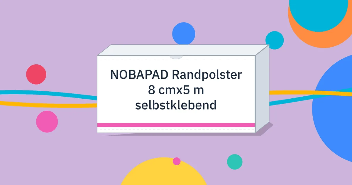 Symbolbild: Packung mit der Aufschrift NOBAPAD Randpolster 8 cmx5 m selbstklebend (PZN 04330875) – Verfügbarkeit und Bezug in Apotheken in Frankfurt am Main