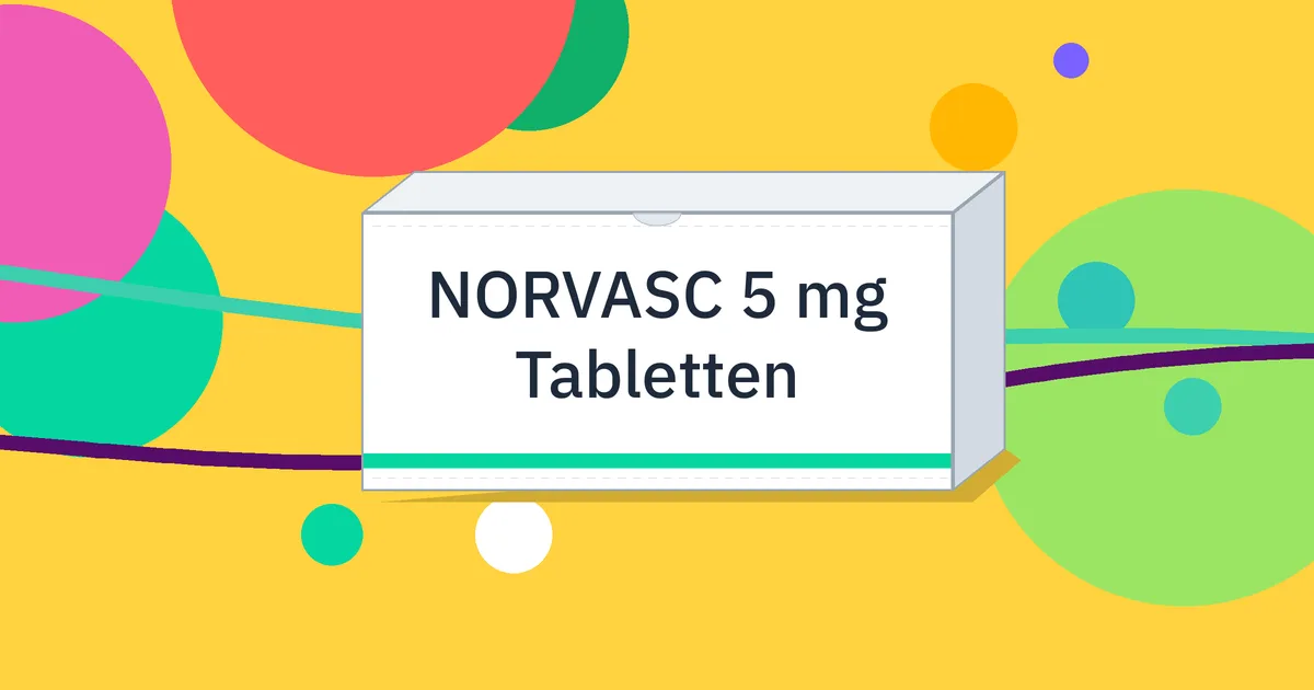 Symbolbild: Packung mit der Aufschrift NORVASC 5 mg Tabletten (PZN 11331059) – Verfügbarkeit und Bezug in Apotheken in Frankfurt am Main