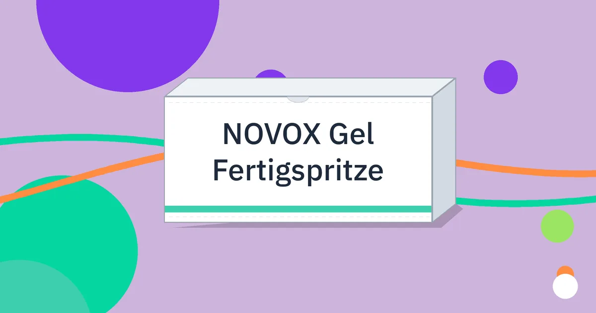 Symbolbild: Packung mit der Aufschrift NOVOX Gel Fertigspritze (PZN 18650307) – Verfügbarkeit und Bezug in Apotheken in Frankfurt am Main