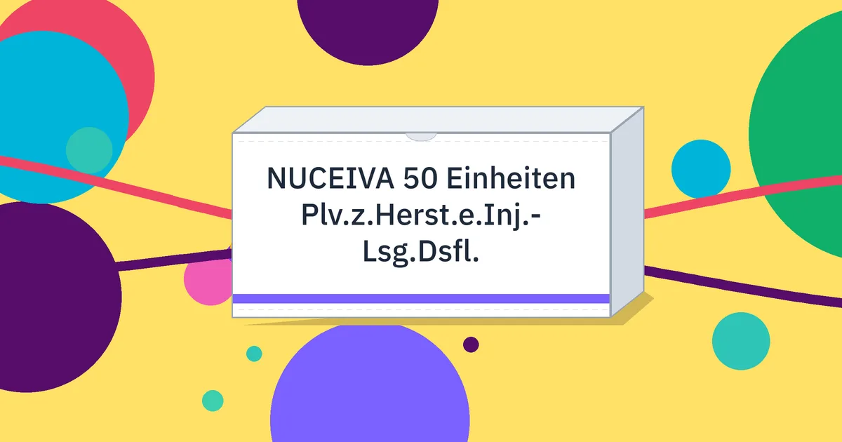 Symbolbild: Packung mit der Aufschrift NUCEIVA 50 Einheiten Plv.z.Herst.e.Inj.-Lsg.Dsfl. (PZN 19106528) – Verfügbarkeit und Bezug in Apotheken in Frankfurt am Main