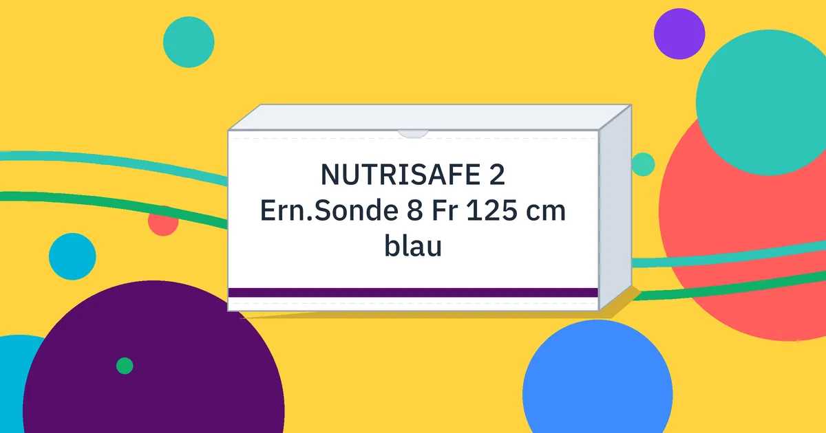 Symbolbild: Packung mit der Aufschrift NUTRISAFE 2 Ern.Sonde 8 Fr 125 cm blau (PZN 06847542) – Verfügbarkeit und Bezug in Apotheken in Frankfurt am Main