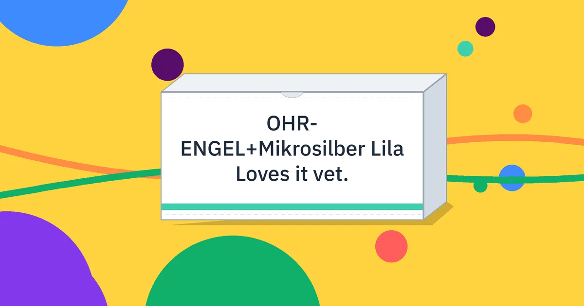 Symbolbild: Packung mit der Aufschrift OHR-ENGEL+Mikrosilber Lila Loves it vet. (PZN 12352129) – Verfügbarkeit und Bezug in Apotheken in Frankfurt am Main