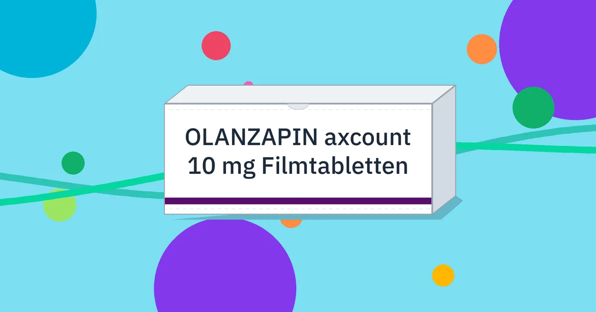 Symbolbild: Packung mit der Aufschrift OLANZAPIN axcount 10 mg Filmtabletten (PZN 10522099) – Verfügbarkeit und Bezug in Apotheken in Frankfurt am Main