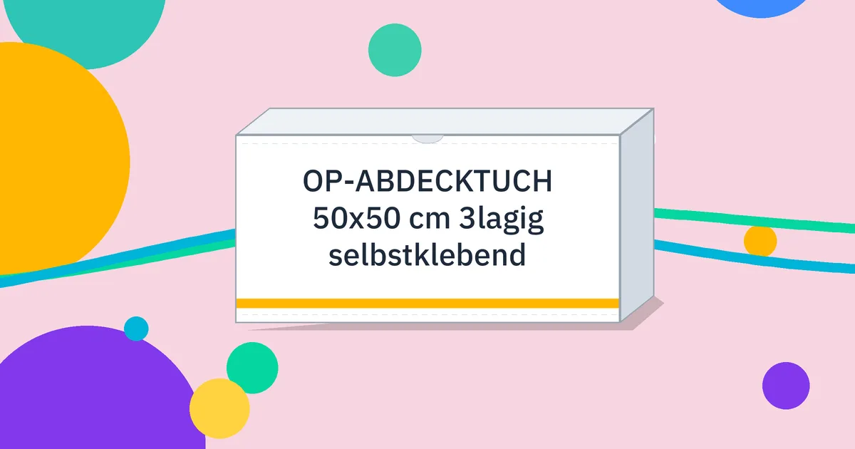 Symbolbild: Packung mit der Aufschrift OP-ABDECKTUCH 50x50 cm 3lagig selbstklebend (PZN 13651319) – Verfügbarkeit und Bezug in Apotheken in Frankfurt am Main