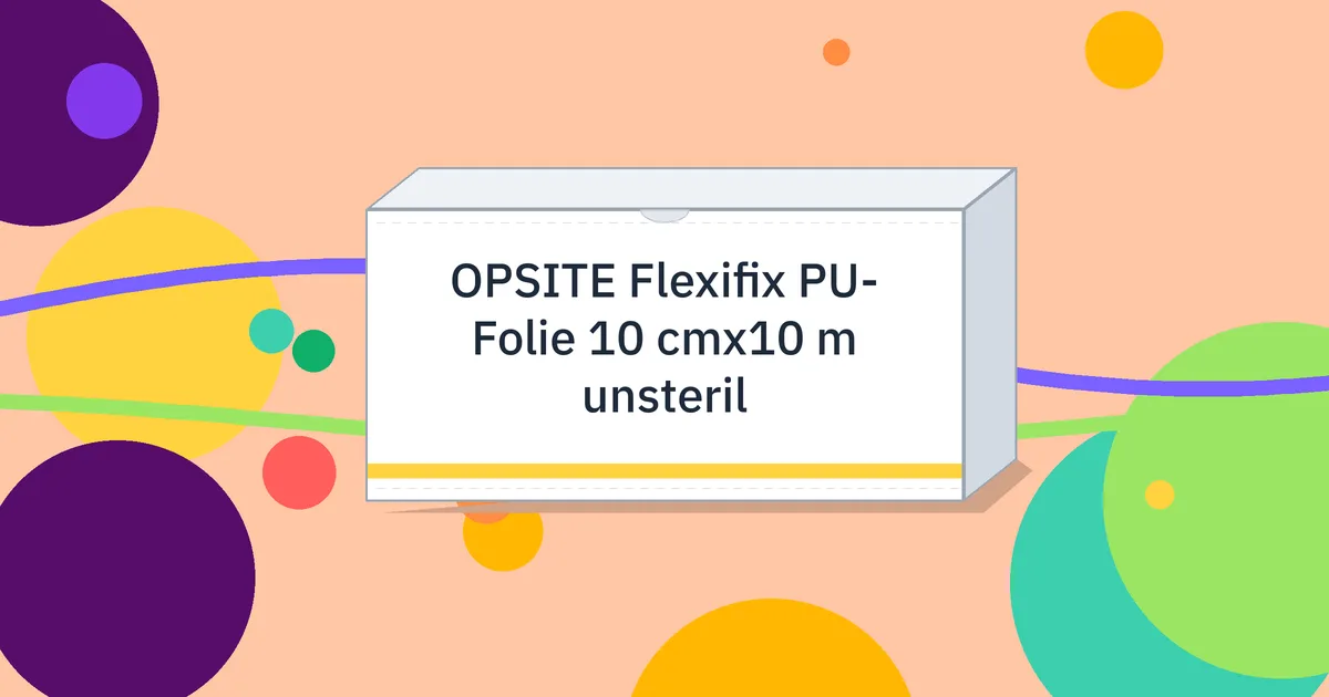 Symbolbild: Packung mit der Aufschrift OPSITE Flexifix PU-Folie 10 cmx10 m unsteril (PZN 09204595) – Verfügbarkeit und Bezug in Apotheken in Frankfurt am Main
