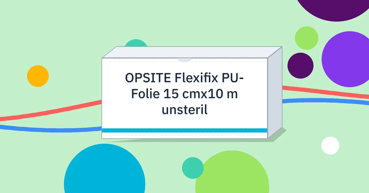 Symbolbild: Packung mit der Aufschrift OPSITE Flexifix PU-Folie 15 cmx10 m unsteril (PZN 16133849) – Verfügbarkeit und Bezug in Apotheken in Frankfurt am Main