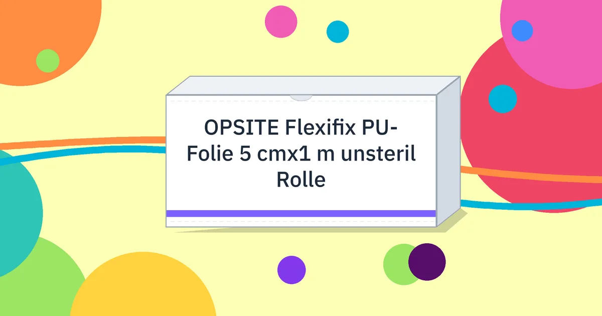 Symbolbild: Packung mit der Aufschrift OPSITE Flexifix PU-Folie 5 cmx1 m unsteril Rolle (PZN 09116336) – Verfügbarkeit und Bezug in Apotheken in Frankfurt am Main