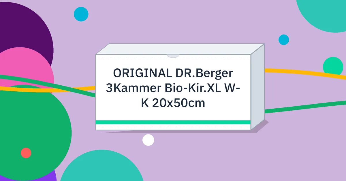 Symbolbild: Packung mit der Aufschrift ORIGINAL DR.Berger 3Kammer Bio-Kir.XL W-K 20x50cm (PZN 11865068) – Verfügbarkeit und Bezug in Apotheken in Frankfurt am Main