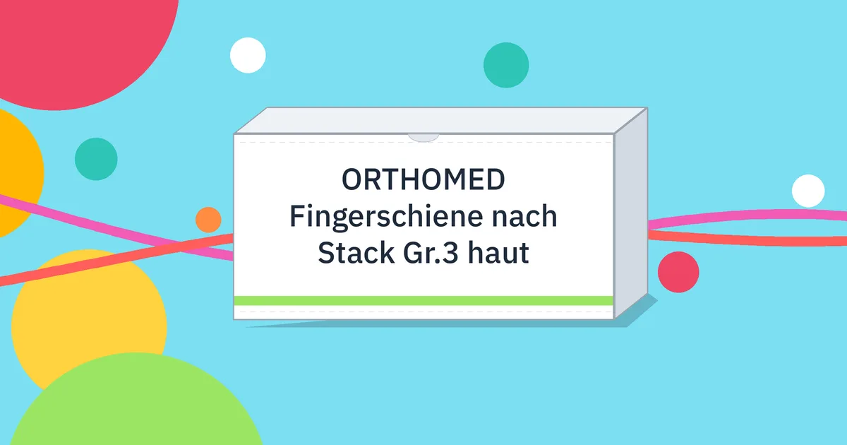 Symbolbild: Packung mit der Aufschrift ORTHOMED Fingerschiene nach Stack Gr.3 haut (PZN 10756325) – Verfügbarkeit und Bezug in Apotheken in Frankfurt am Main