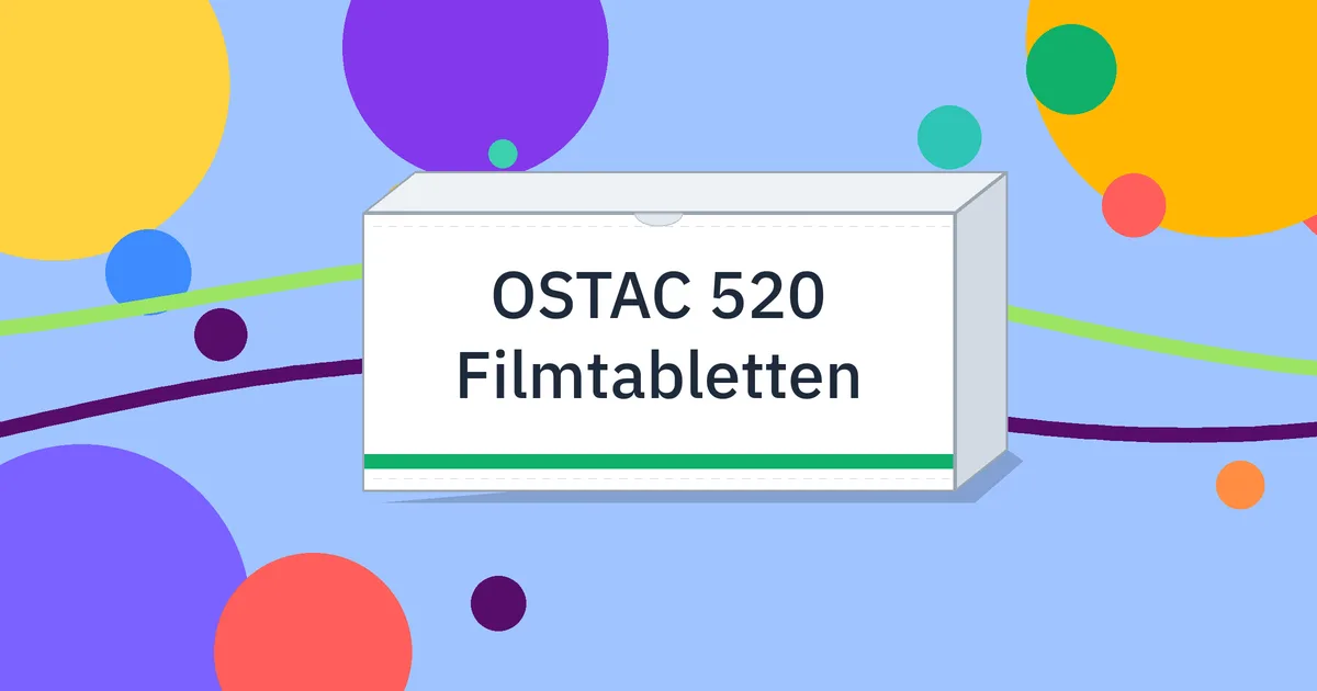 Symbolbild: Packung mit der Aufschrift OSTAC 520 Filmtabletten (PZN 04275001) – Verfügbarkeit und Bezug in Apotheken in Frankfurt am Main