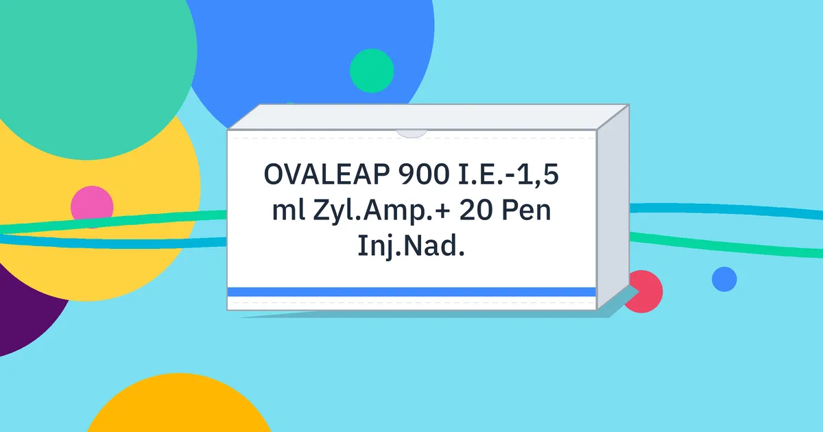 Symbolbild: Packung mit der Aufschrift OVALEAP 900 I.E.-1,5 ml Zyl.Amp.+ 20 Pen Inj.Nad. (PZN 04533207) – Verfügbarkeit und Bezug in Apotheken in Frankfurt am Main