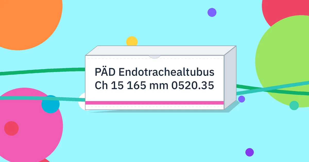 Symbolbild: Packung mit der Aufschrift PÄD Endotrachealtubus Ch 15 165 mm 0520.35 (PZN 00911948) – Verfügbarkeit und Bezug in Apotheken in Frankfurt am Main
