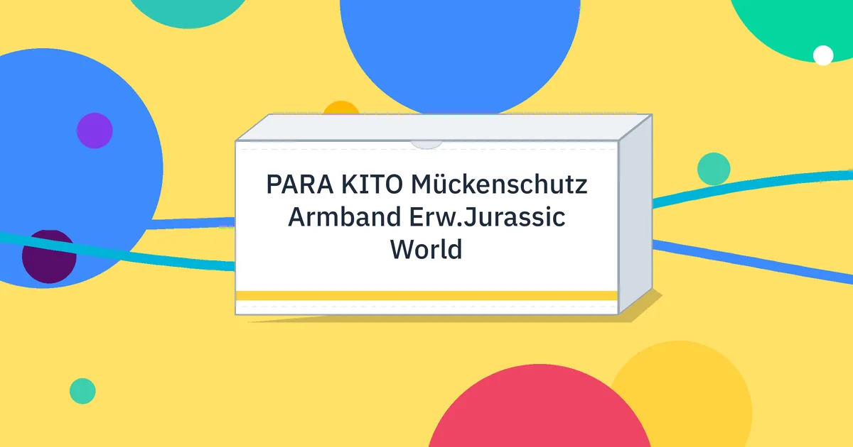 Symbolbild: Packung mit der Aufschrift PARA KITO Mückenschutz Armband Erw.Jurassic World (PZN 19975968) – Verfügbarkeit und Bezug in Apotheken in Frankfurt am Main