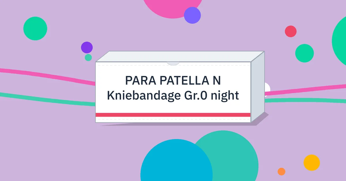 Symbolbild: Packung mit der Aufschrift PARA PATELLA N Kniebandage Gr.0 night (PZN 13763751) – Verfügbarkeit und Bezug in Apotheken in Frankfurt am Main
