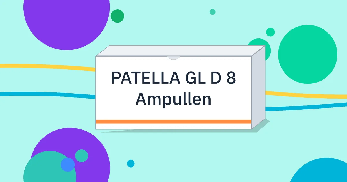 Symbolbild: Packung mit der Aufschrift PATELLA GL D 8 Ampullen (PZN 04621992) – Verfügbarkeit und Bezug in Apotheken in Frankfurt am Main