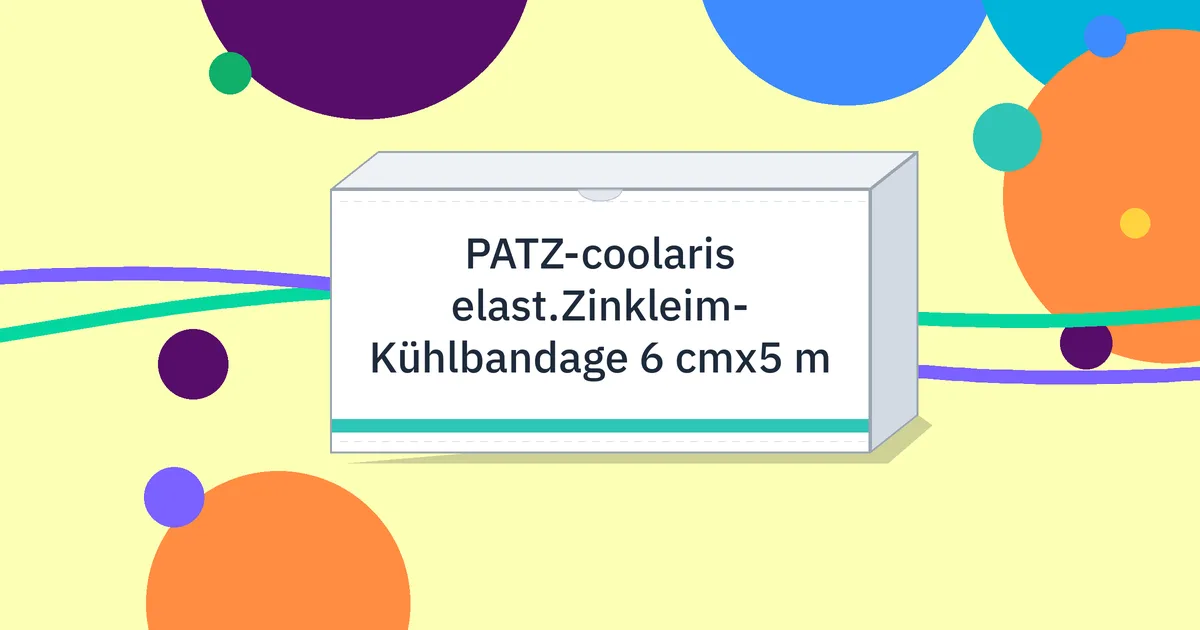 Symbolbild: Packung mit der Aufschrift PATZ-coolaris elast.Zinkleim-Kühlbandage 6 cmx5 m (PZN 10786852) – Verfügbarkeit und Bezug in Apotheken in Frankfurt am Main